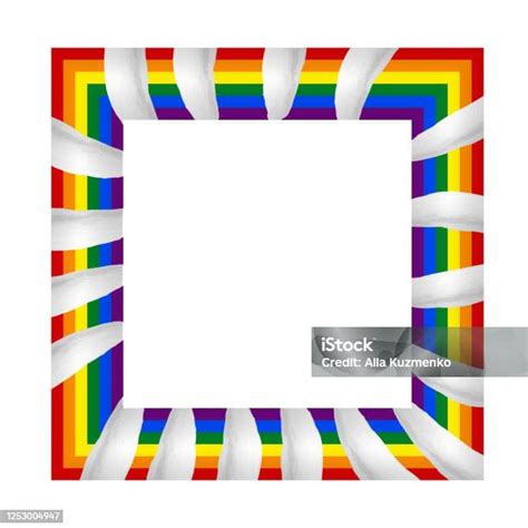 플래그 Lgbt 아이콘 제곱 된 프레임 템플릿 디자인 벡터 일러스트레이션 사랑이 승리합니다 무지개 색상의 Lgbt 로고 기호