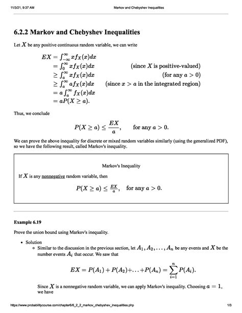 Markov And Chebyshev Inequalities Studocu