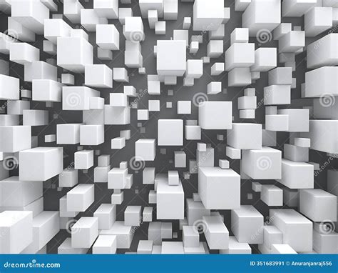 Random Shifted White Cube Boxes Block Abstract Background Stock Illustration Illustration Of