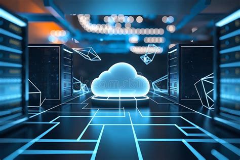 Glowing Cloud Data Center Servers Network Cloud Computing Technology