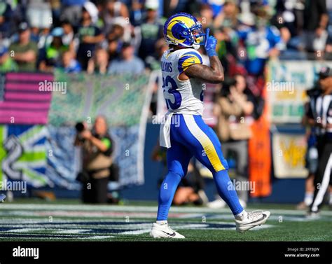 Los Angeles Rams Running Back Kyren Williams Gestures To The Crowd