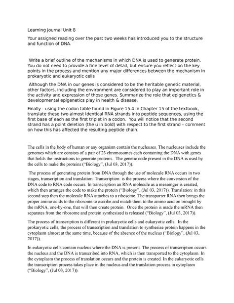 Biol 1121 Journal Unit 8 Learning Journal Unit 8 Your Assigned Reading Over The Past Two Weeks