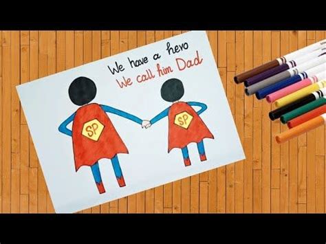 Easy Fathers Day Drawing How To Draw Fathers Day Greeting Card