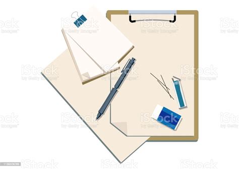 클립보드와 펜의 레이아웃입니다 메모장의 클립 아트입니다 쓰기 자료 및 메모장 데스크 토이에 대한 스톡 벡터 아트 및 기타 이미지 데스크 토이 메모장 메모판 Istock