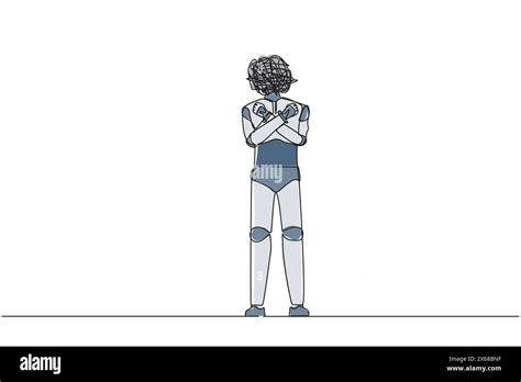 Continuous One Line Drawing Robot With Round Scribbles Instead Of Head Fist Clenched Arms