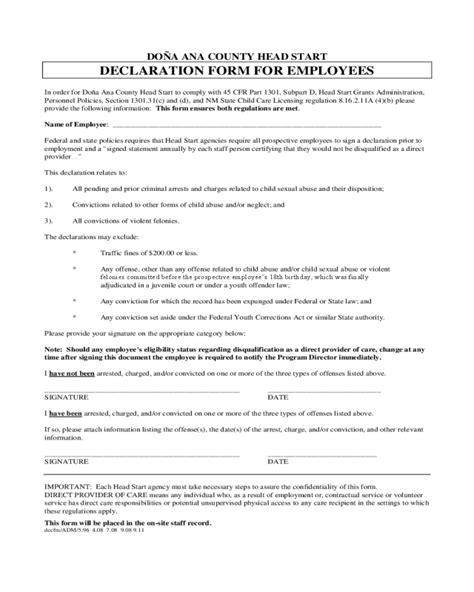 2026 Employee Declaration Form Fillable Printable Pdf And Forms Handypdf
