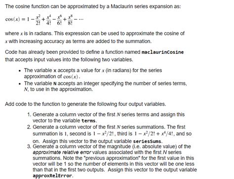 Solved The Cosine Function Can Be Approximated By A Chegg