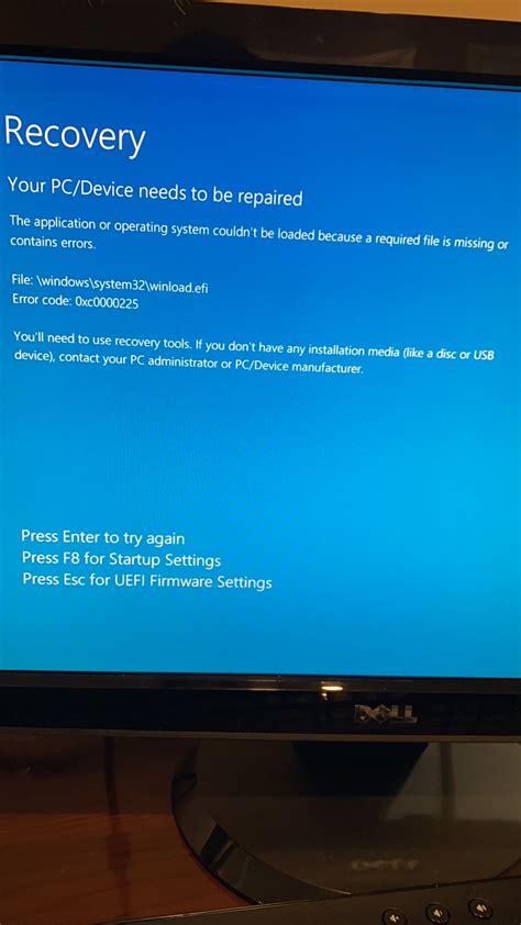 file windows system32 winload efi error code 0xc0000225 hp support