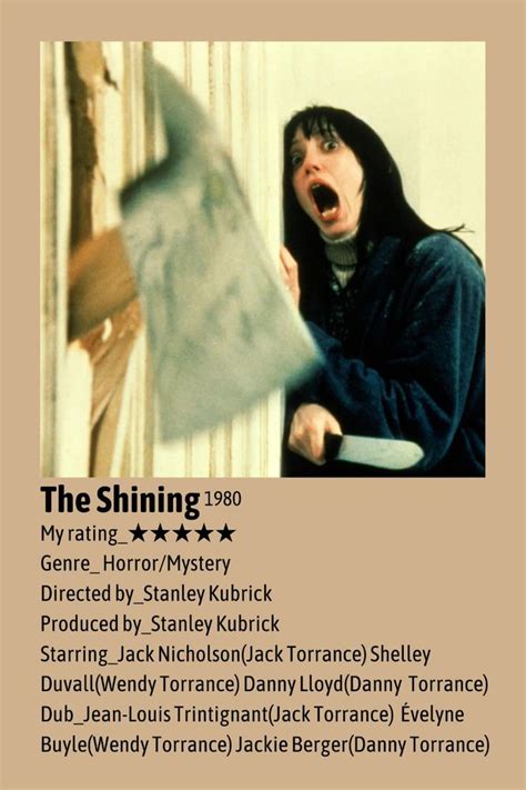 The Shining 1980 Stanley Kubrick Movie Card Cult Movies