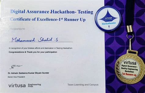 Mohammed Shahid S On Linkedin Hackathon 1strunnerup Teamwork Innovationinai Virtusa…