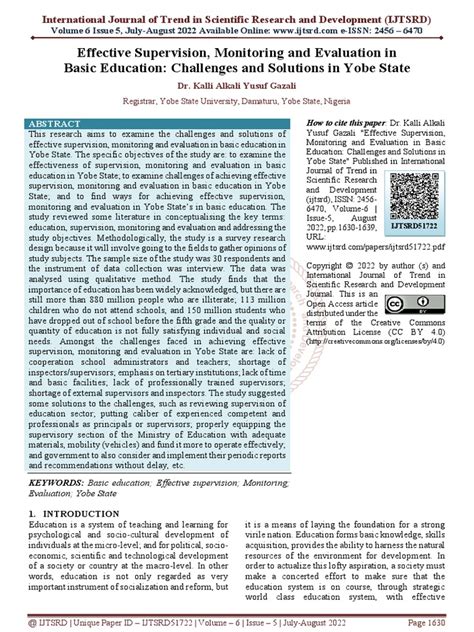 Effective Supervision Monitoring And Evaluation In Basic Education Challenges And Solutions In