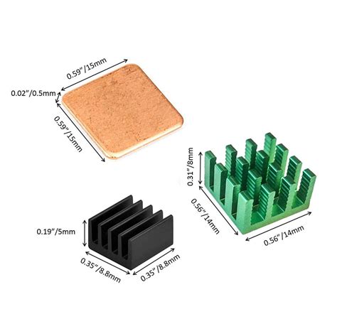 Raspberry Pi Heatsink Kit Aluminum Green 3pcs Easycargo