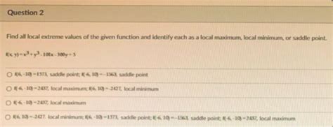 Solved Find All Local Extreme Values Of The Given Function