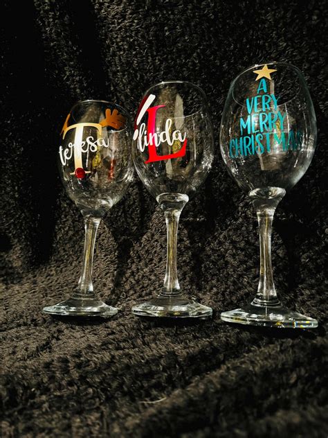 Personalised Christmas Wine Glass Etsy
