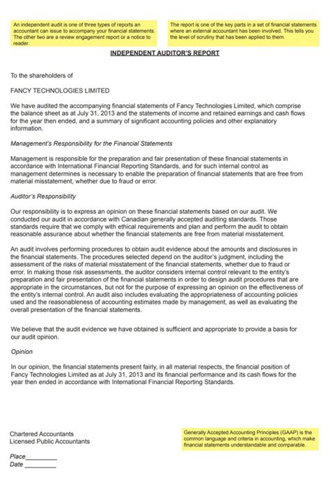 Audit Report Example Free Report Examples