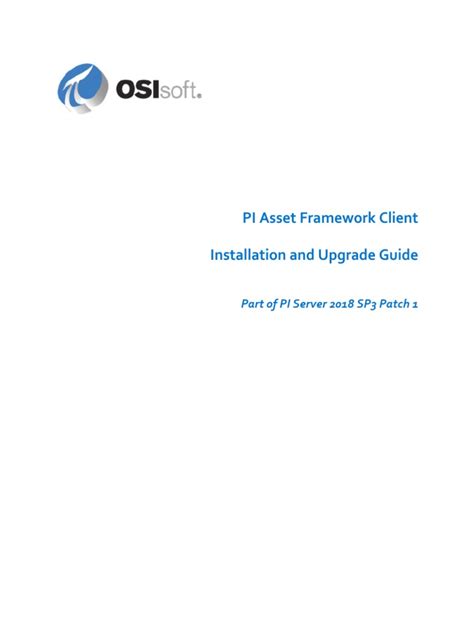 Pi Asset Framework 2018 Sp3 Patch 2 Client Installation And Upgrade