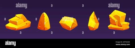 Nugget Gold Mine Game Treasure Icon Vector Cartoon Illustration Golden Gem Ui Symbol Block