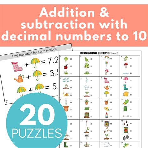 Spring Themed Math Logic Problems Puzzles For Decimal Numbers To Tent