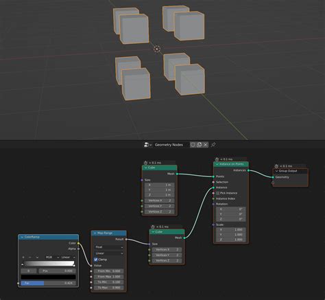 geometry nodes node that gives a fac output between zero and one basics and interface
