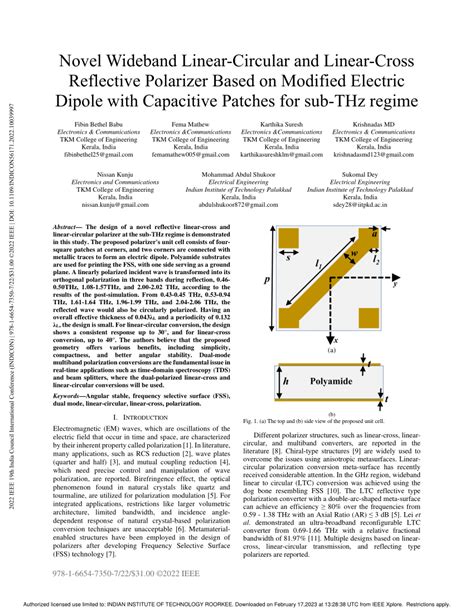 Pdf Novel Wideband Linear Circular And Linear Cross Reflective Polarizer Based On Modified