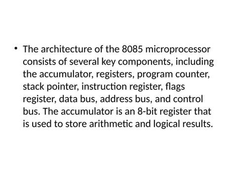 Basics Of 8085 Microprocessor Architecture Pptx