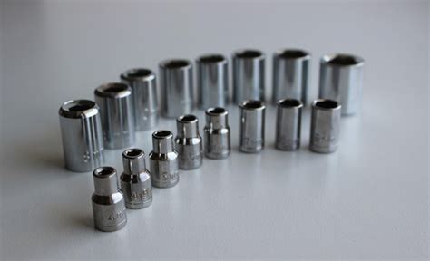 Premium Photo Chrome Socket Wrench Bits In Line By Increasing Diameter Isolated On White