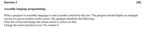 solved question 2 [50] assembly language programming write