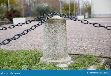 Curbstone With Chains Stock Image Image Of Design Border 134874119