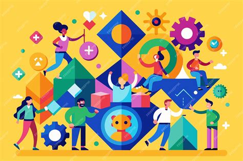Vibrant Teamwork And Collaboration In Abstract Geometric Design