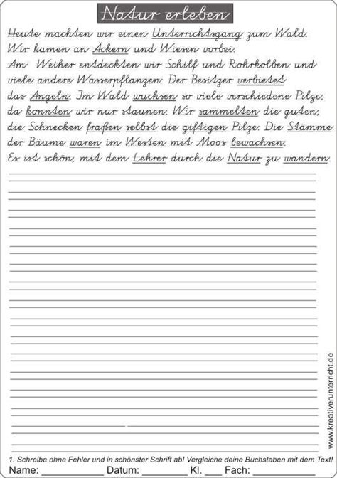 Schönschreiben Mit Dem Text Natur Erleben