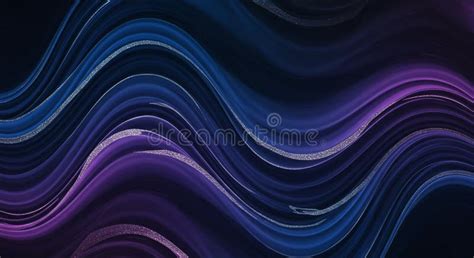 Abstract Image Featuring Wavy Lines In Shades Of Blue And Purple Flowing Horizon Stock