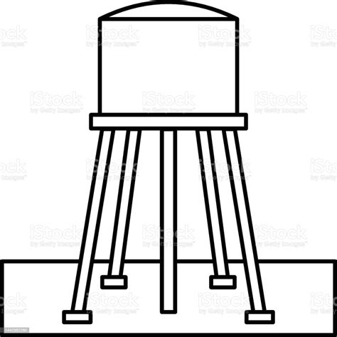 시립 저장 탱크 개념 버섯 모양 타워 벡터 개요 아이콘 디자인 수처리 및 정화 공장 기호 살균 및 여과 산업 기호 담수화 생명 공학 스톡 일러스트 레이 션 녹슨에 대한 스톡