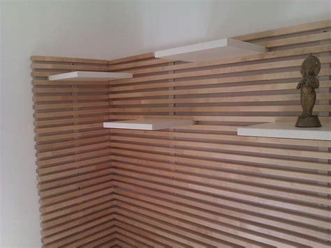 Wood Slat Wall With Shelves At Debra Kilpatrick Blog