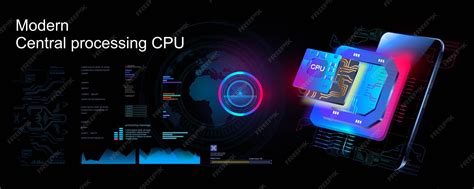 Premium Vector Cyber Banner With Processor On Futuristic Background Powerful New Generation