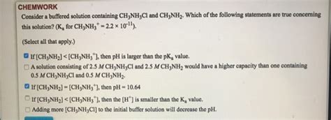 Solved CHEMWORK Consider A Buffered Solution Containing Chegg