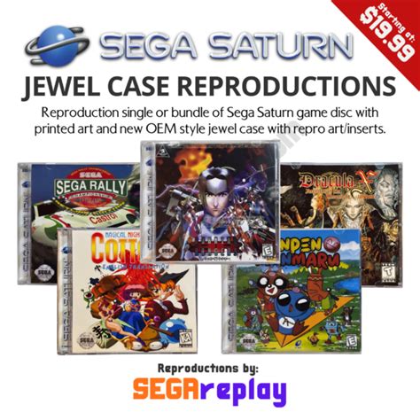 Sega Saturn Reproduction Games Disc Jewel Case Saturn Sega Replay