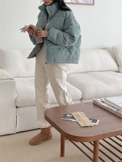 로어블 기획특가♥강력추천 하이넥 코듀로이 골덴 숏 데일리 패딩 점퍼 4color 위시버킷