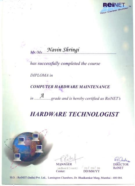 Reinet Diploma Computer Hardware 2a0001 Pdf