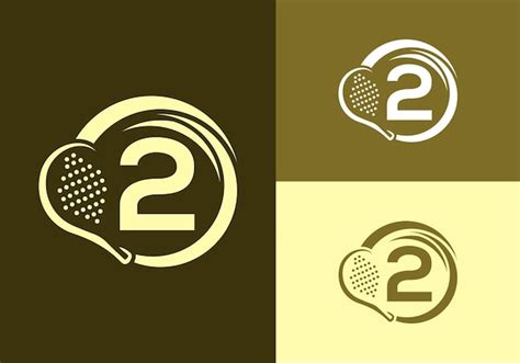 Буква 2 с векторным шаблоном логотипа ракетки для паделя символ клуба настольного тенниса