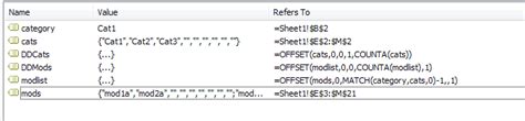Excel Dynamic Named Range Based On Second Columns Value Without Vba Stack Overflow