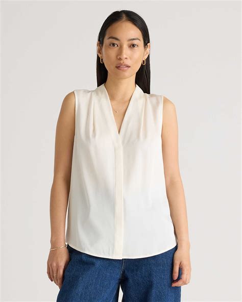 Washable Stretch Silk Sleeveless Blouse