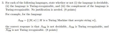 Solved 3 For Each Of The Following Languages State Whether