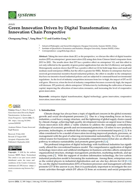 Greeninnovationdrivenbydigitaltransformation Pdf Innovation Human Capital