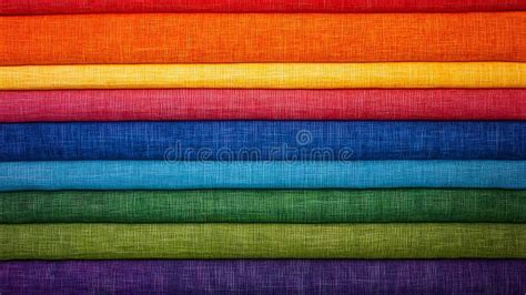 Close Up View Of A Stack Of Colorful Textured Fabric In A Horizontal