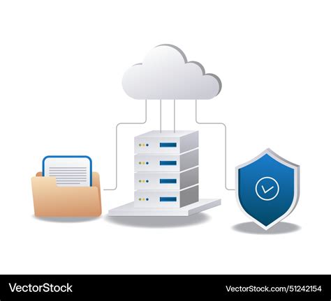 Data Security Is Stored On The Cloud Server Vector Image