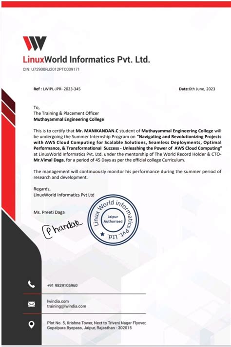 recenty shortlisted the aws cloud computing internship manikandan