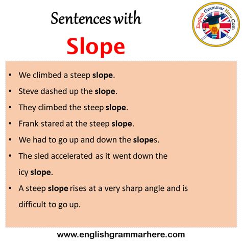Sentences With Slope Slope In A Sentence In English Sentences For