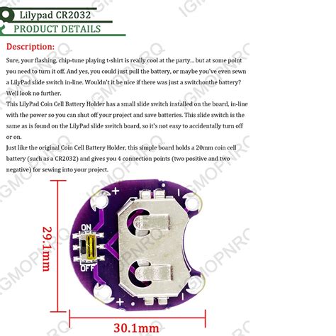 Lilypad Coin Cell Battery Holder Cr2032 Battery Mount Module Shopee