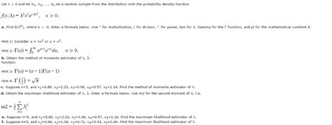 solved let lambda 0 and let x 1 x 2 x n be a random