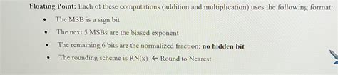 Solved Floating Point Each Of These Computations Addition